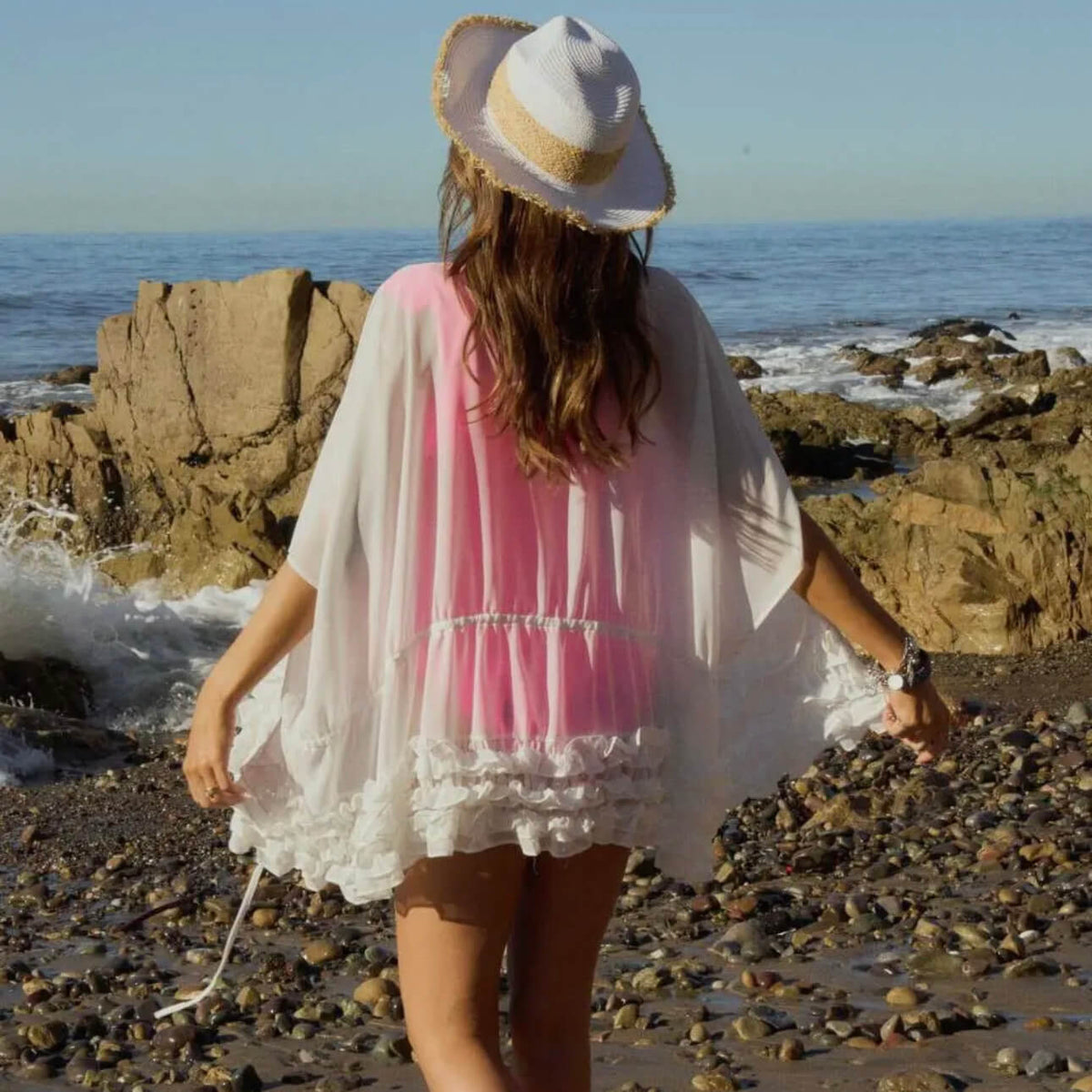 Sheer Frill Tie Front Coverup – thirdgenerationboutique